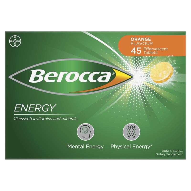 Berocca Performance Effervescent Tablets 45 Tablets Orange Flavour ...