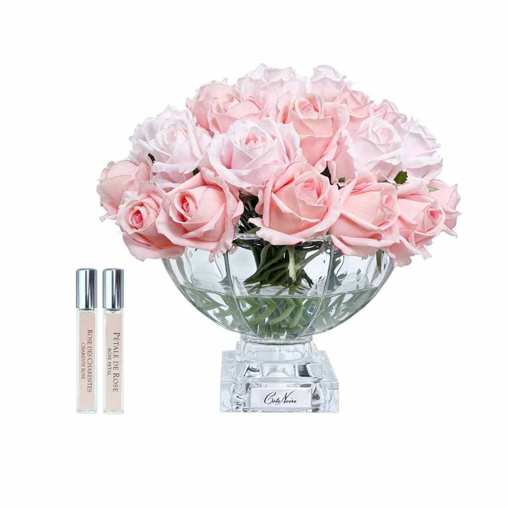 Cote Noire Luxury Centrepiece 37 Rose Bud Bouquet Mixed Pink Gold Badge | Natonic