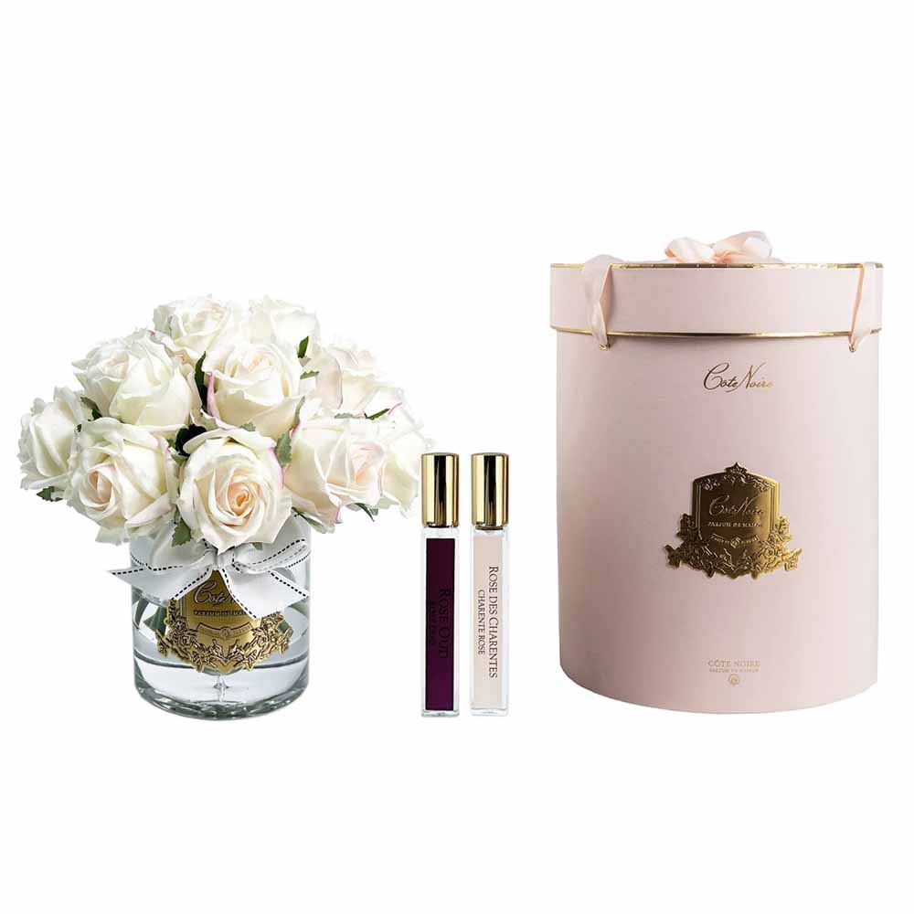 Cote Noire Luxury Grand Rose Bud Bouquet Pink Blush Gold Badge | Natonic