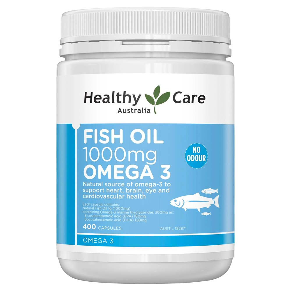 Healthy Care 鱼油 1000mg Omega 3 无味 400 粒胶囊 | Natonic