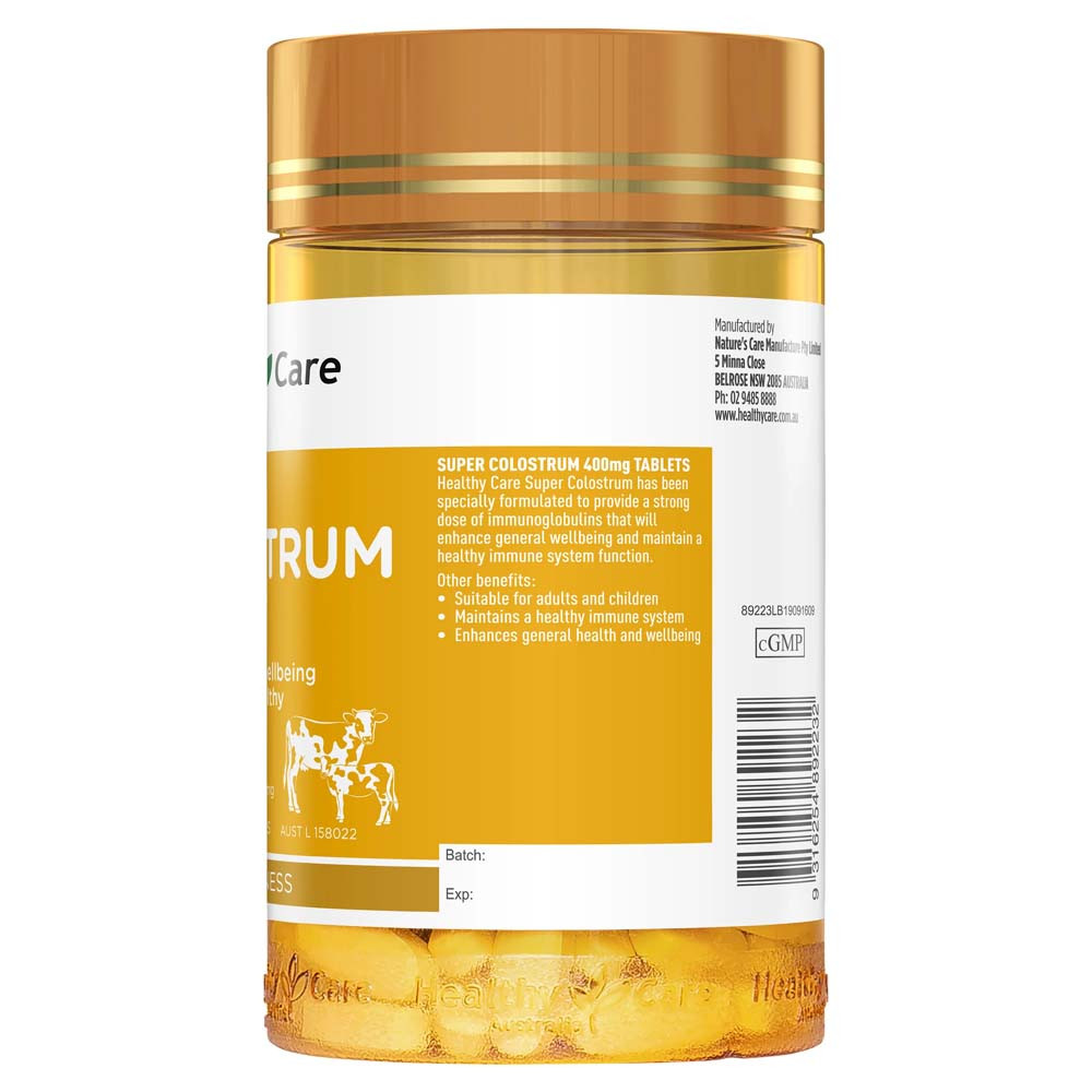 Healthy Care Super Colostrum 400mg Chewable 200 Tablets | Natonic