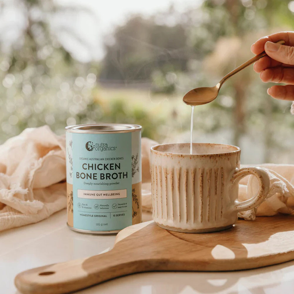 Nutra Organics Chicken Bone Broth Immune Gut Wellbeing Homestyle ...