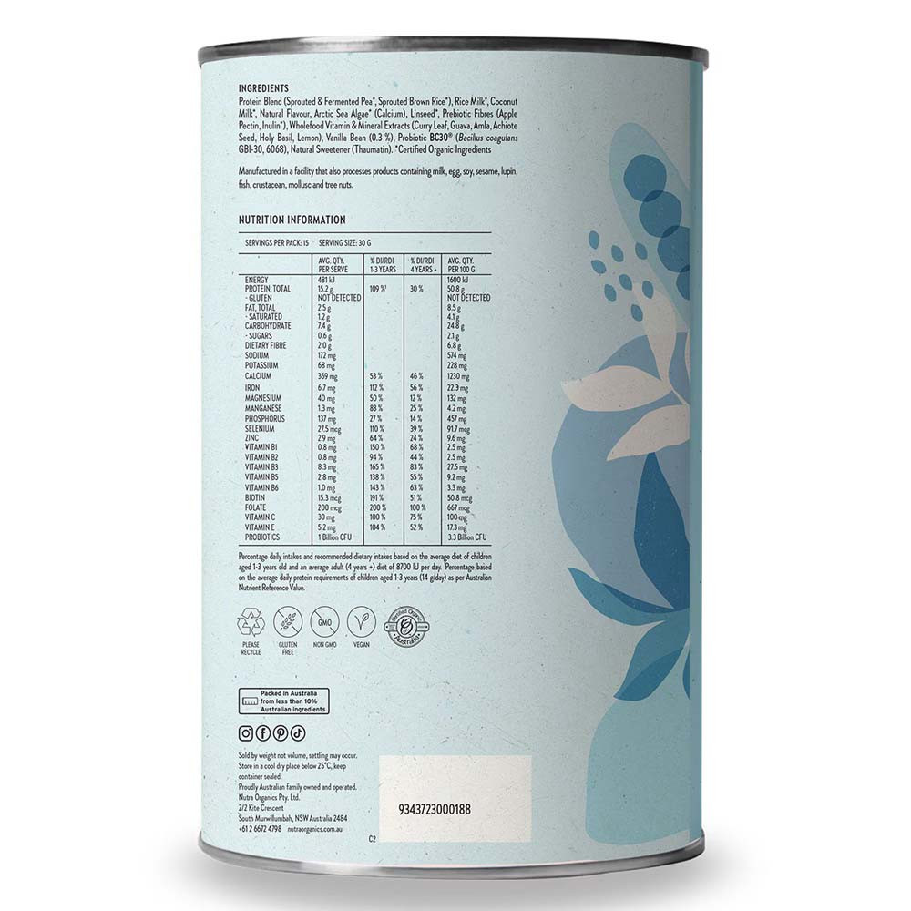 Nutra Organics-Thriving Protein Organic Plant Based Blend Smooth ...