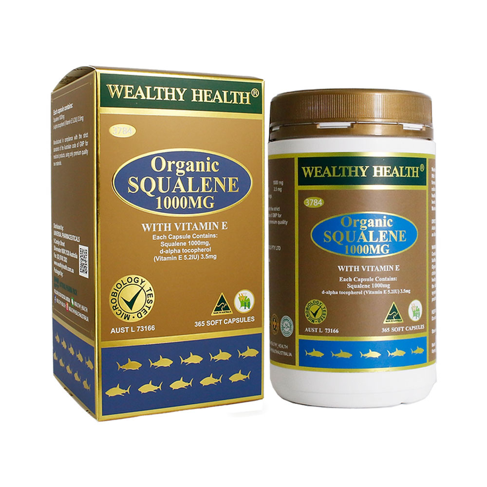 Wealthy Health-Organic Squalene 1000mg With Vitamin E 365 Capsules ...