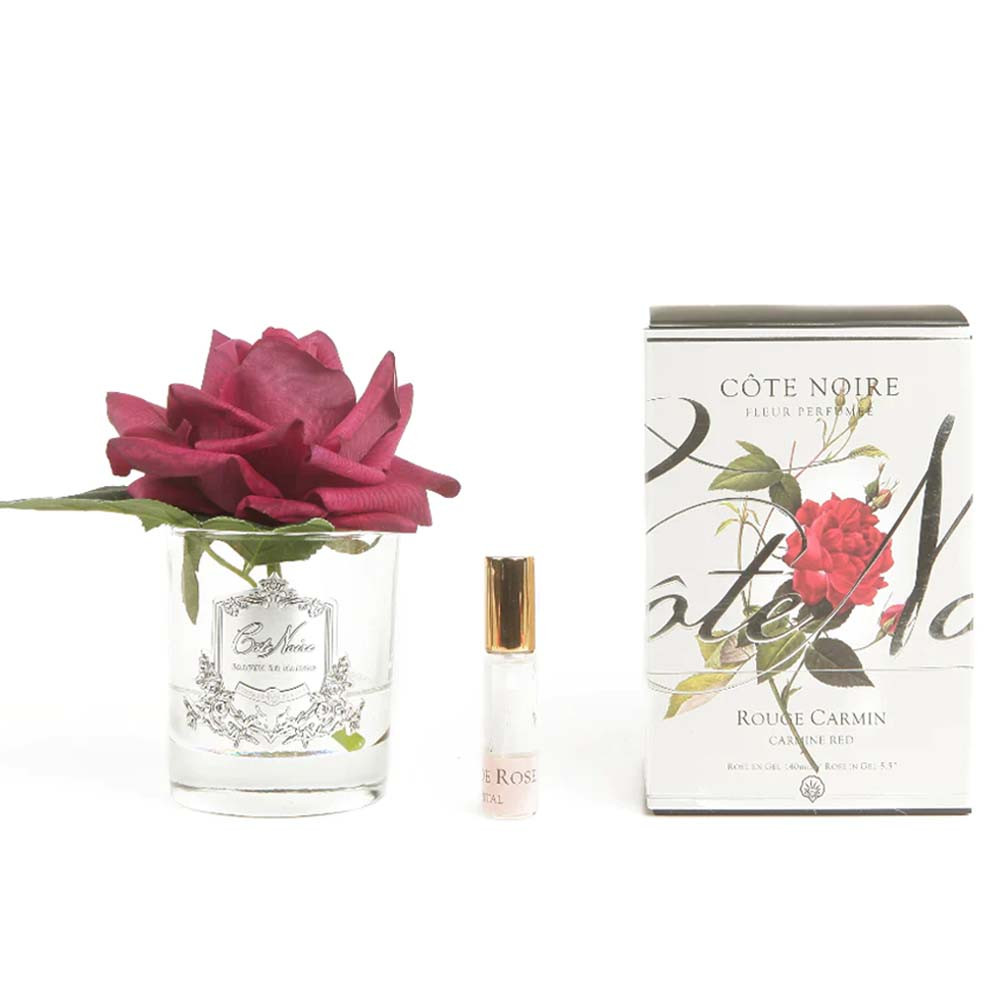 Cote Noire Perfumed Natural Touch Single Rose in Clear and Carmine Red ...