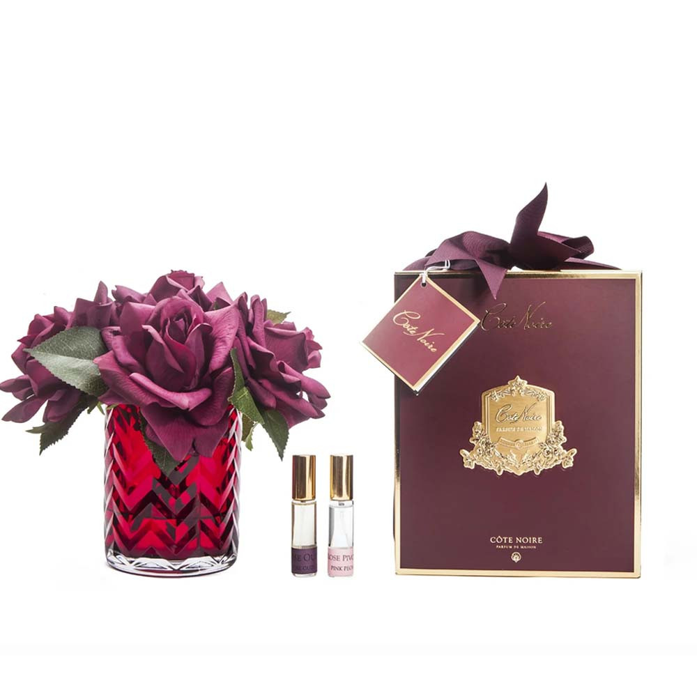 Cote Noire Red Herringbone Flower with Red Roses | Natonic