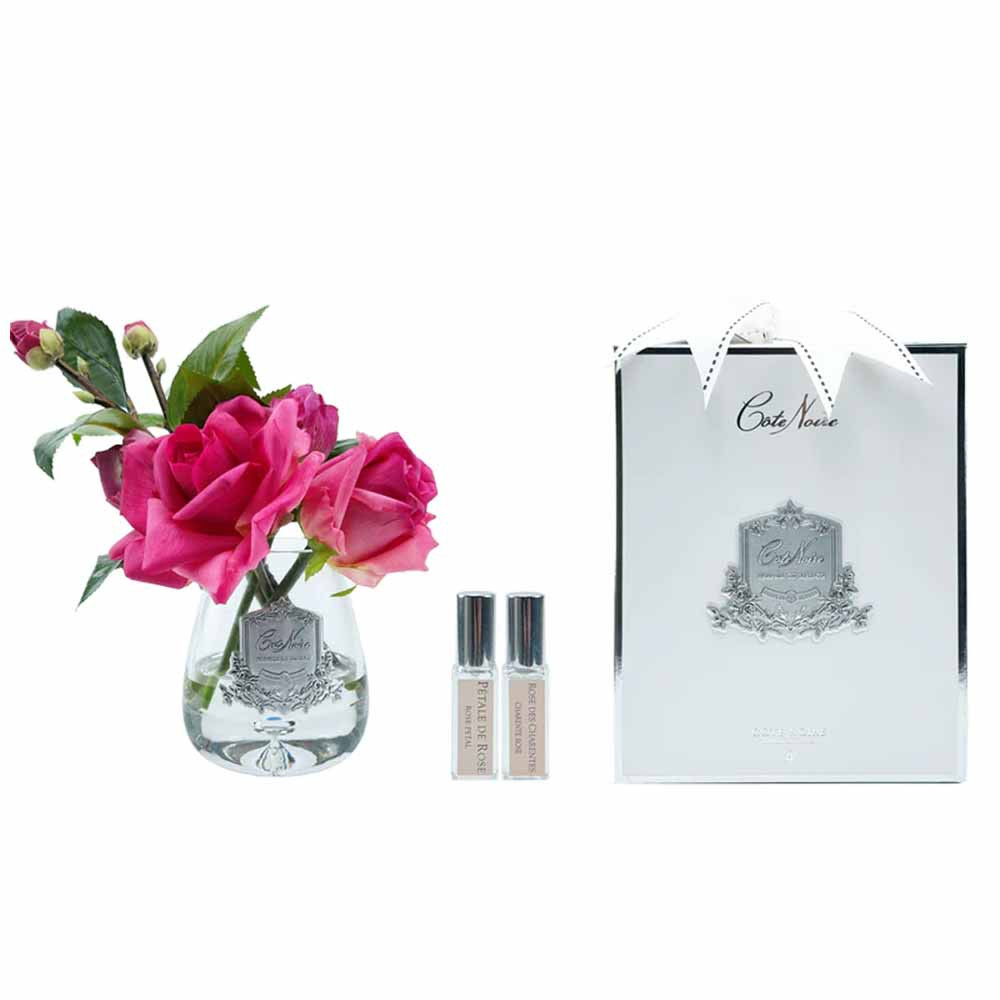 Cote Noir Tea Rose Bouquet Clear Tear Drop Glass Magenta | Natonic
