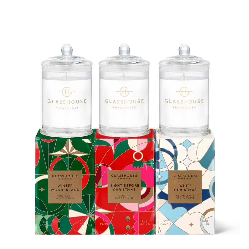 Glasshouse Fragrances-Christmas Trio Triple Scented Soy Candle 3 x 60g ...
