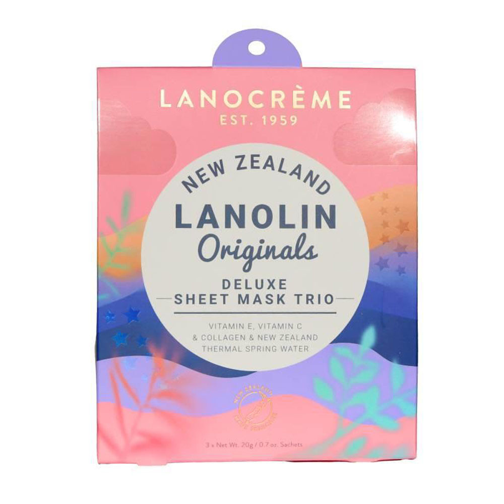 Lanocreme Lanolin Originals Deluxe Sheet Mask Trio 3 x 20g | Natonic