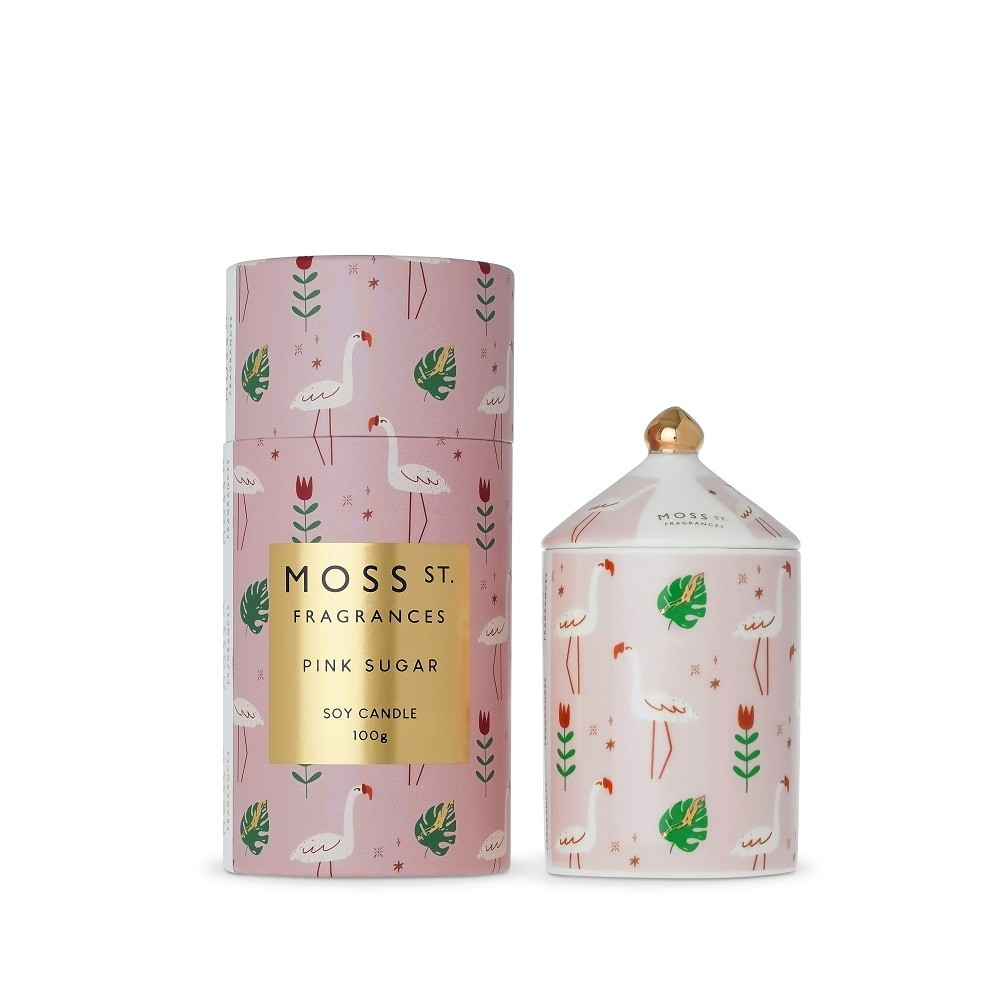 Moss St. Fragrances Pink Sugar Mini Ceramic Candle 100g | Natonic
