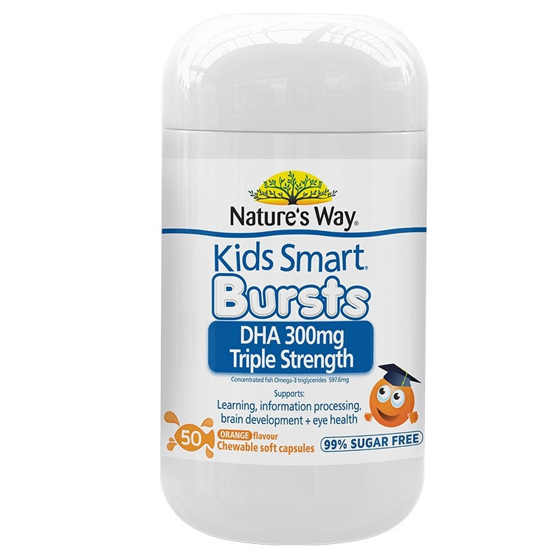 Nature's Way Kids Smart Bursts DHA 300mg Triple Strength Orange 50 Soft ...
