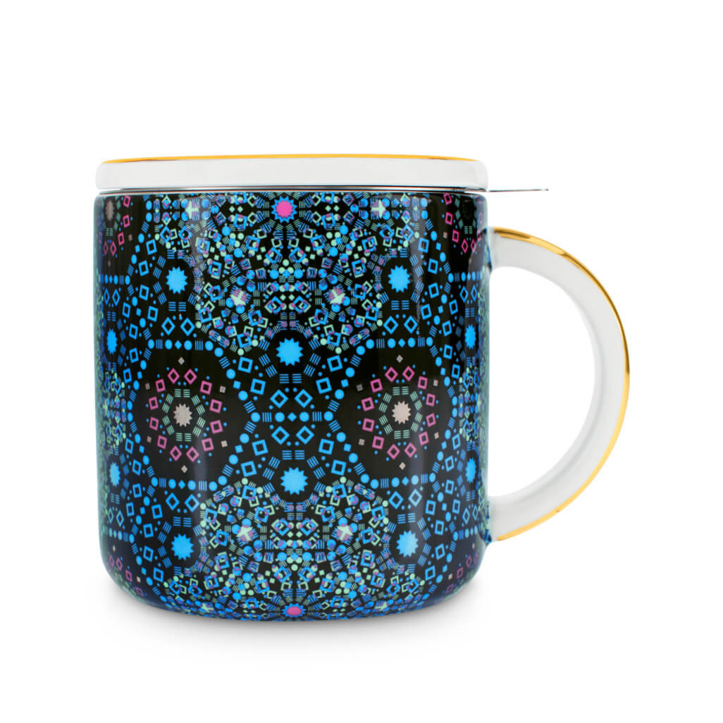T2 Tea-Moroccan Tealeidoscope Black Mug with Infuser 400ml | Natonic
