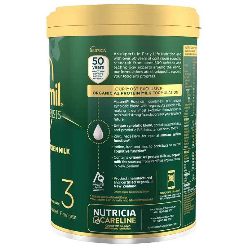 Aptamil-Essensis Organic A2 Protein Milk 3 Premium Toddler Nutritional Supplement From 1 Year ...