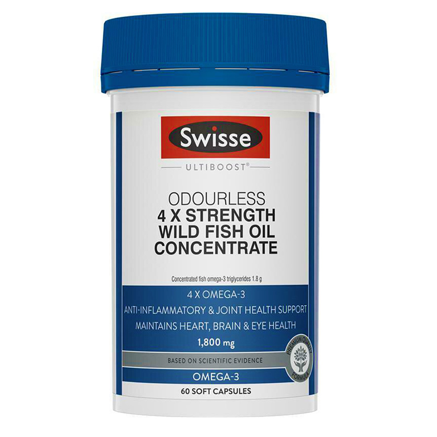 Swisse Odourless 4x Strength Wild Fish Oil Concentrate 60 Capsules| Natonic