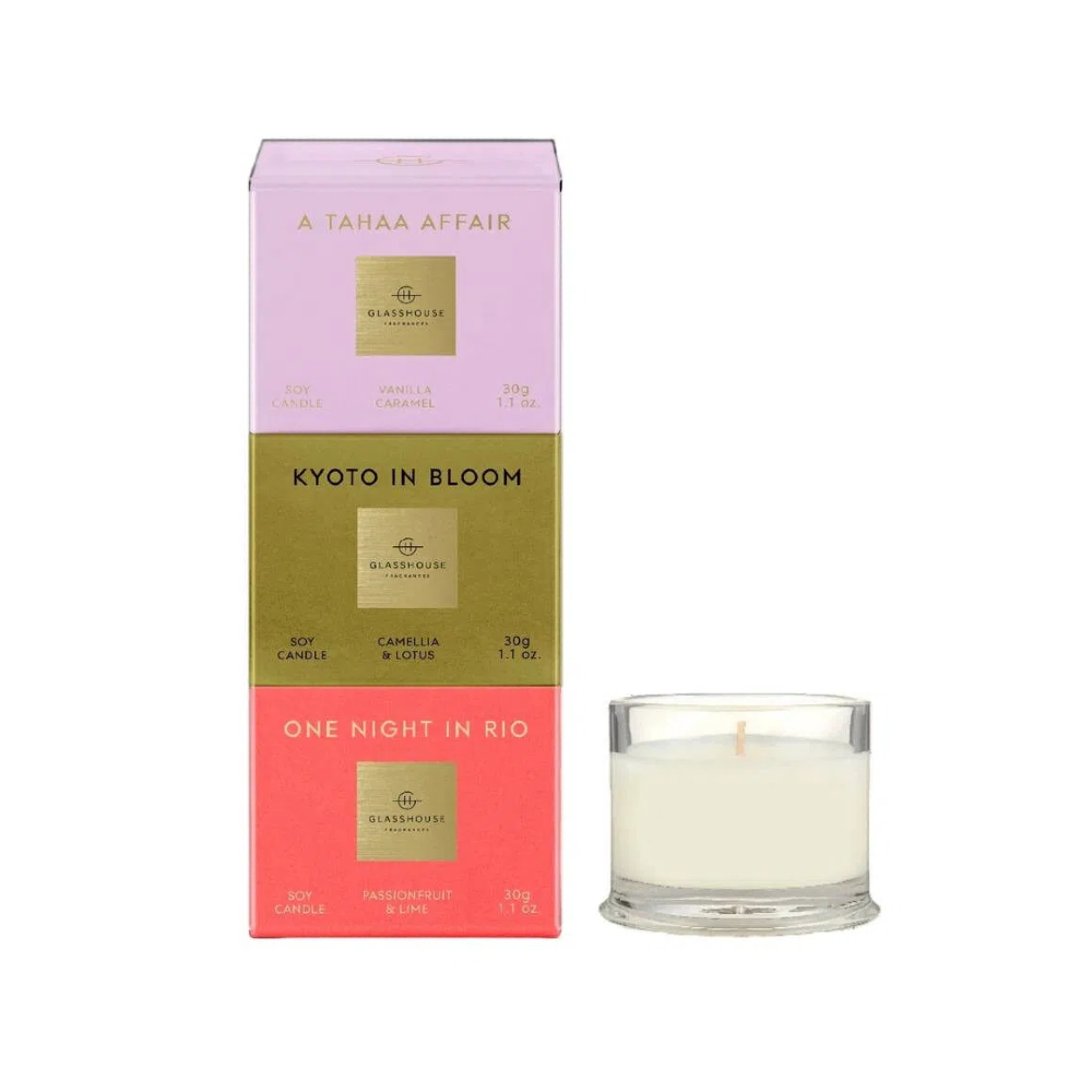 Glasshouse Fragrances Christmas Assorted Fragrances Candle 3 x 30g Trio ...